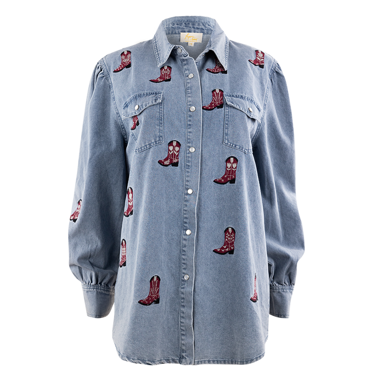 Boots Pearl Snap Denim Long Sleeve Top – Aggieland Outfitters