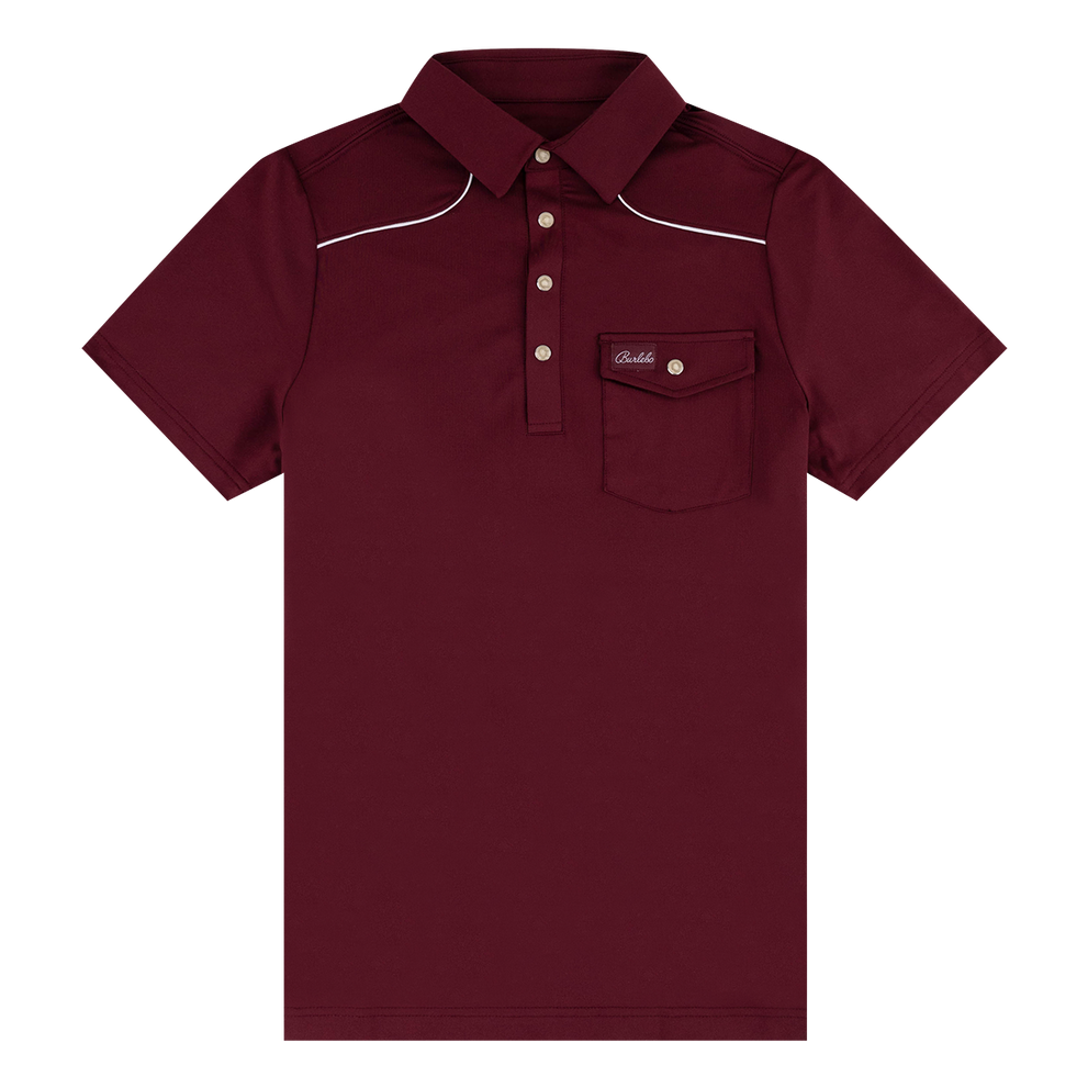 Maroon Burlebo Pearl Snap Performance Polo