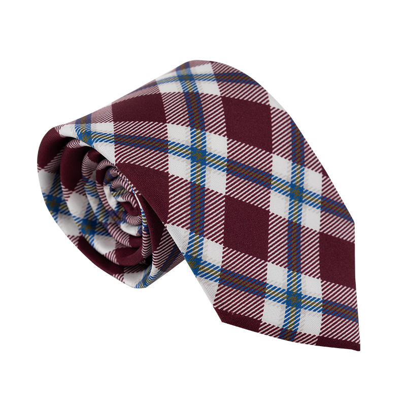 Maroon Plaid Silk Necktie