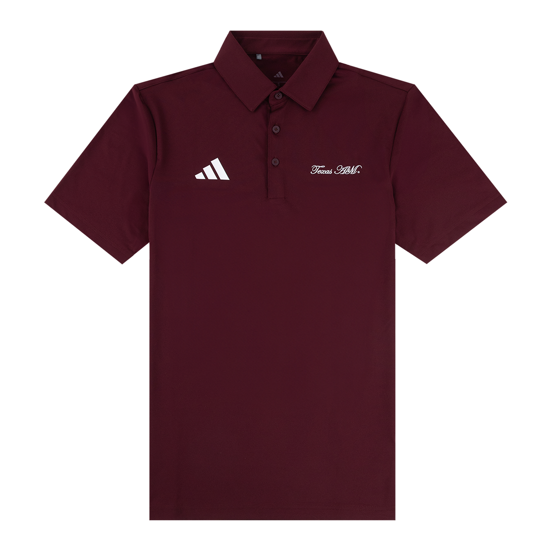 Texas A&M Adidas Cursive Solid Maroon Polo