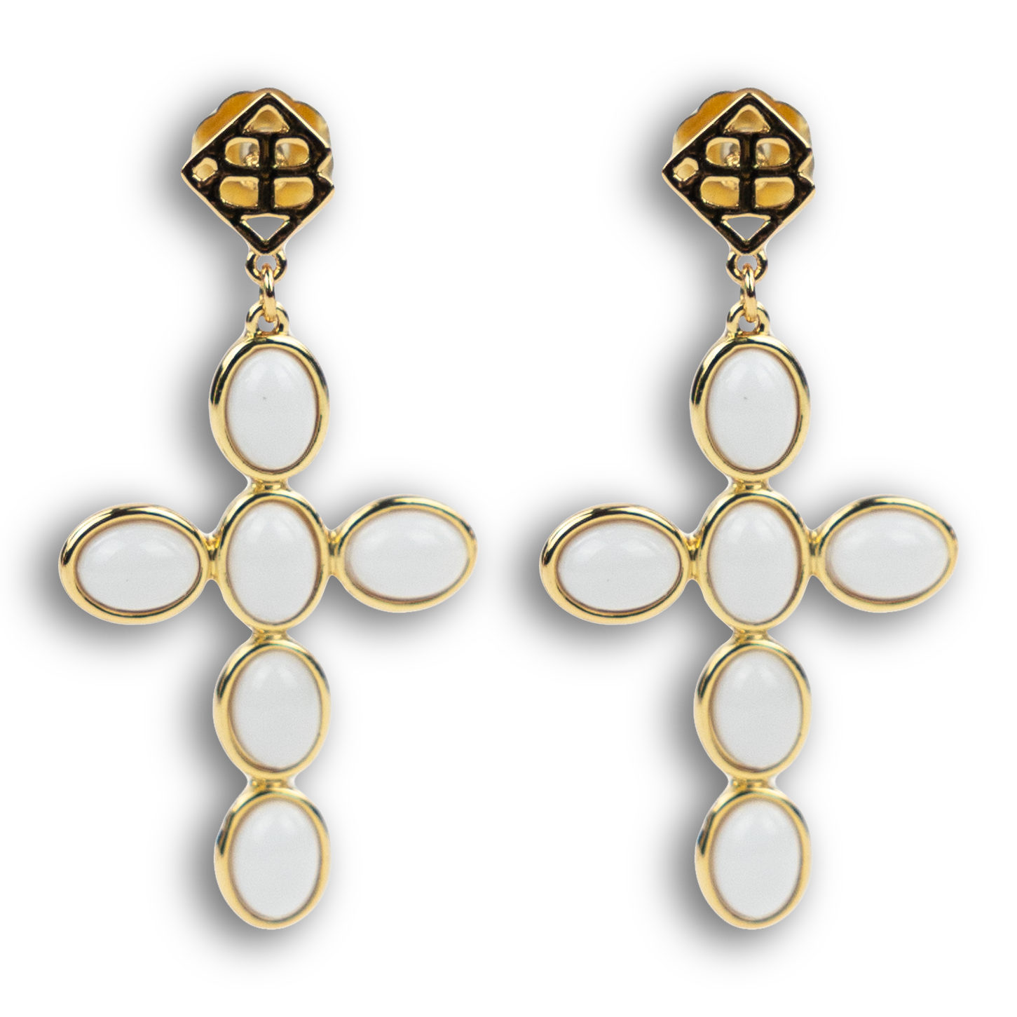 Cabochon Cross Earrings