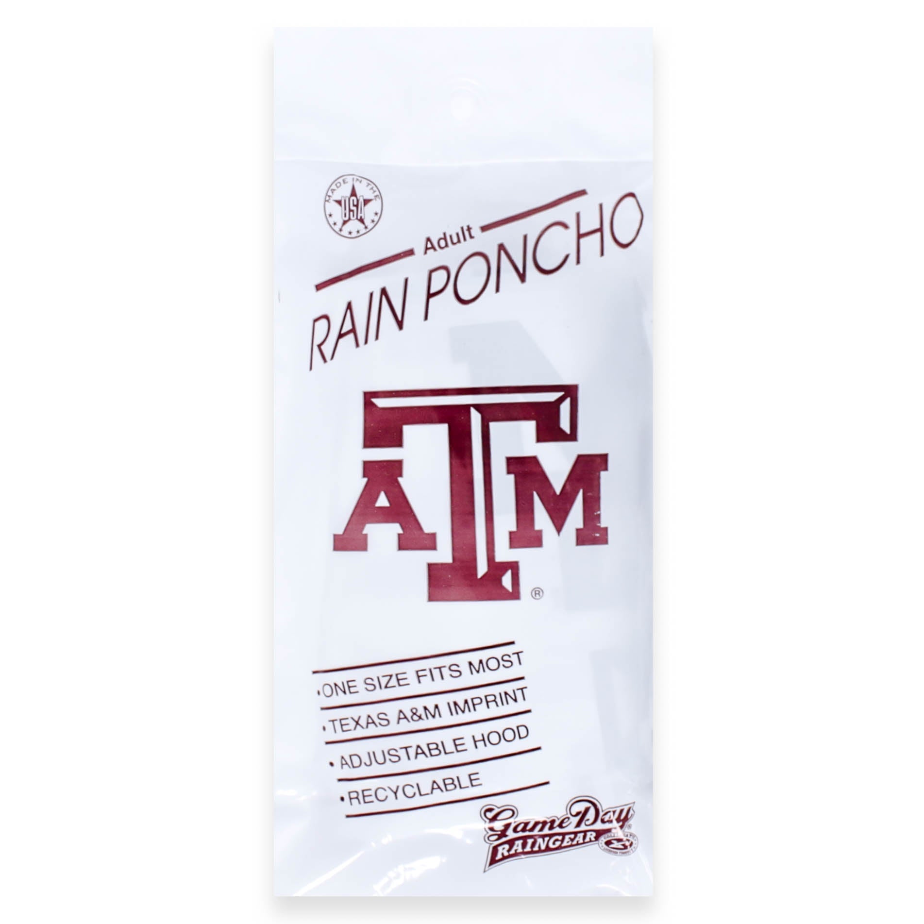 Texas A&M Lightweight Poncho for Rain or Outdoor Use