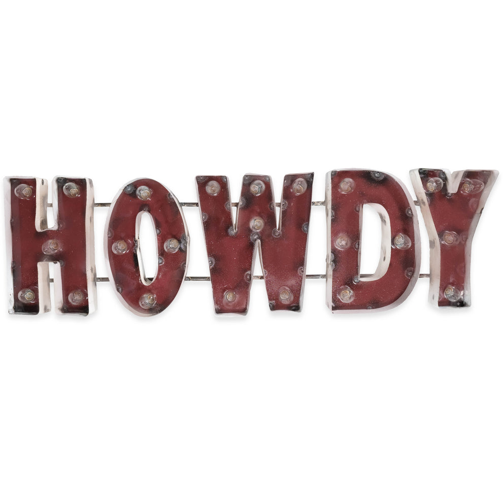 Block Howdy Metal Sign With Lights