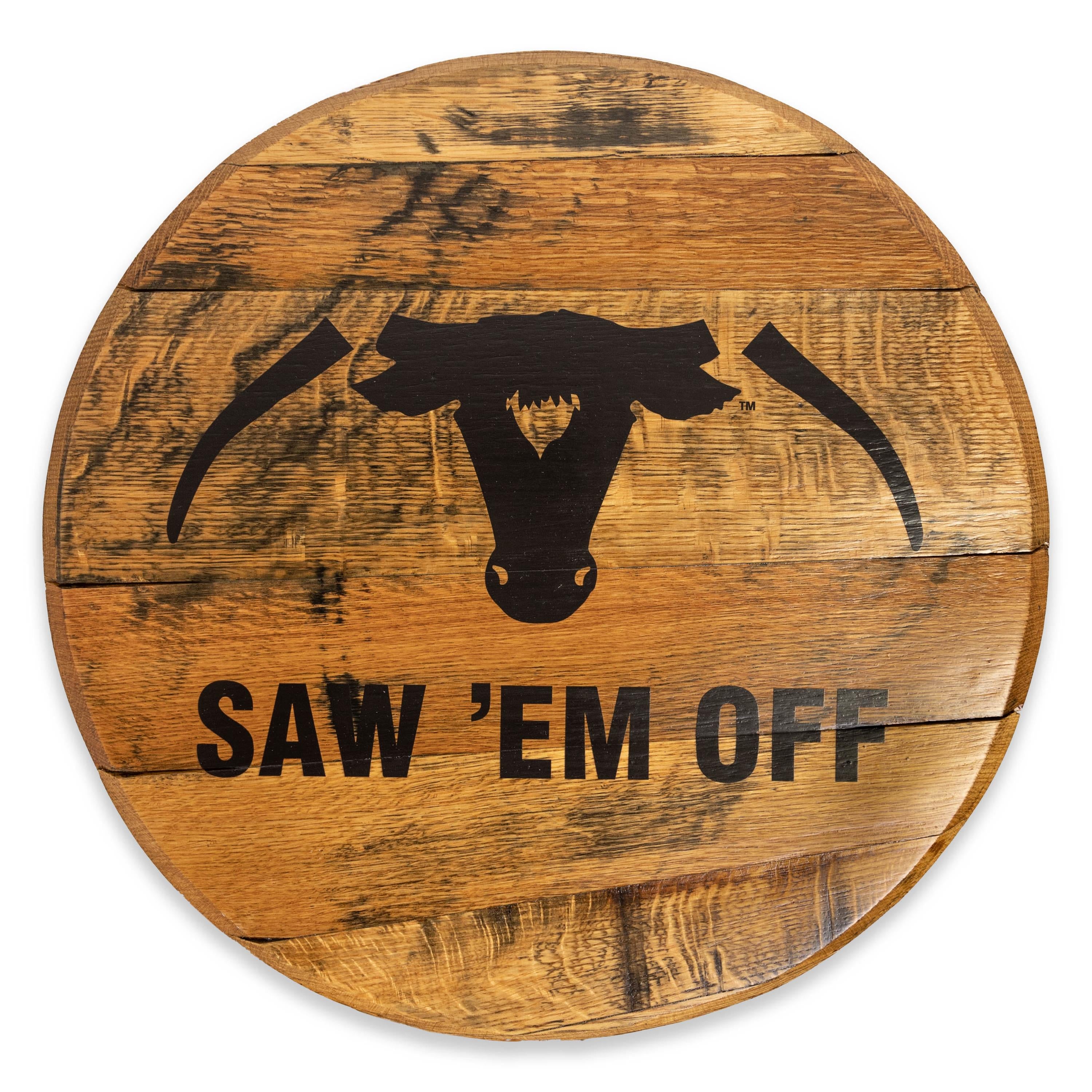 Saw 'Em Off Barrel Top Wooden Sign – Aggieland Outfitters